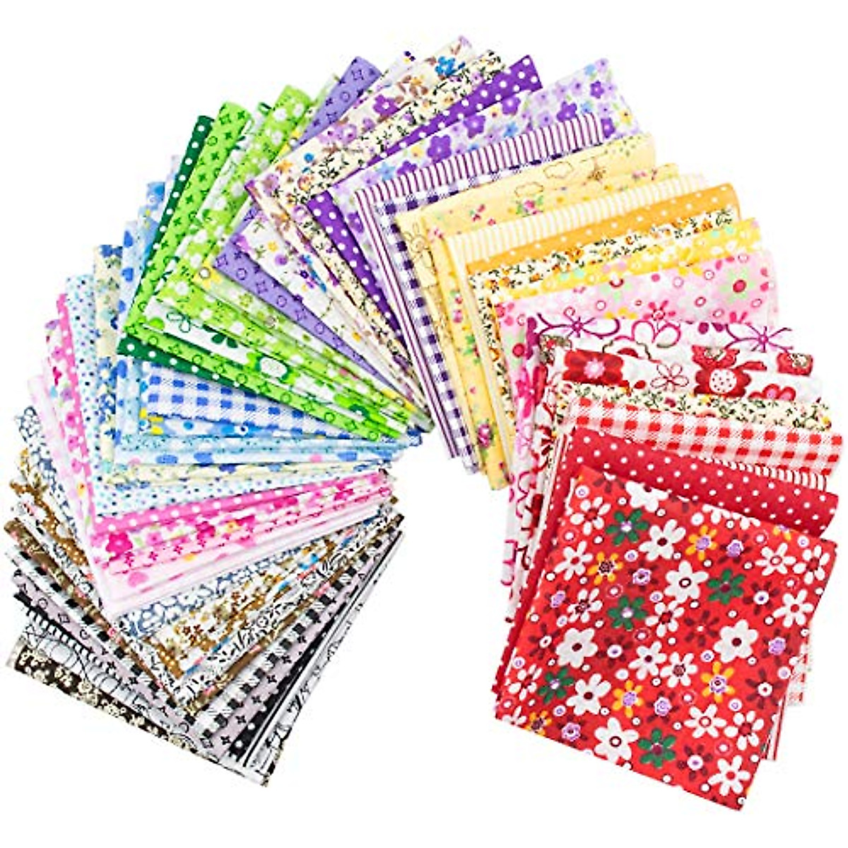 Foraineam 50 Pieces Assorted Cotton Craft Fabric Bundle 8" x 8" (20cm x 20cm) Printed Patchwork Squares for DIY Sewing Quilting Scrapbooking