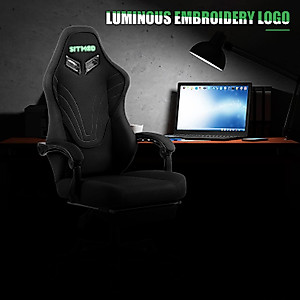 SITMOD Gaming Chairs for Adults Executive Office Chair Back Support Comfy Fabric Ergonomic Chair with Footrest Lumbar Support Computer Chair PC Racing Chair Reclining Swivel Massage Gaming Chairs