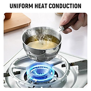 Stainless Steel Hot Oil Pot With Wooden Handle, 2024 Upgrade Stainless Steel Mini Soup Pot Mini Milk Warmer Soup Pan, Breakfast Pot Milk Pan Small Saucepan for Reheating Soup Milk (120ml)