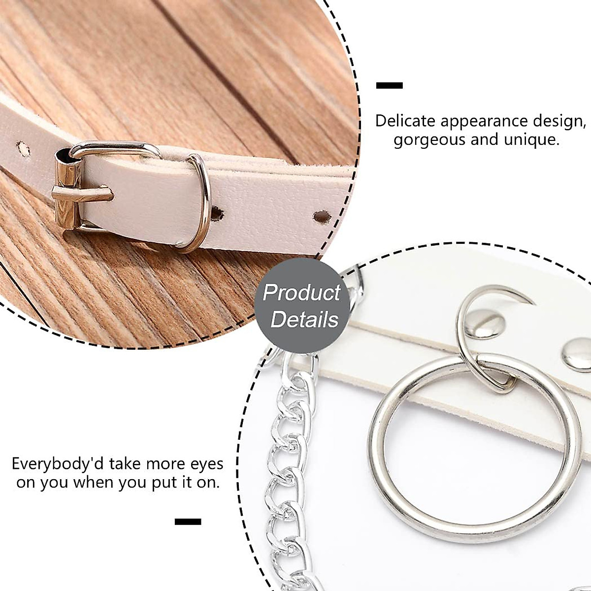 TWINKLEDE Punk Leather Belly Waist Chain Belt Circle Body Chains Festival Rave Body Chain Jewelry for Women and Girls (White)