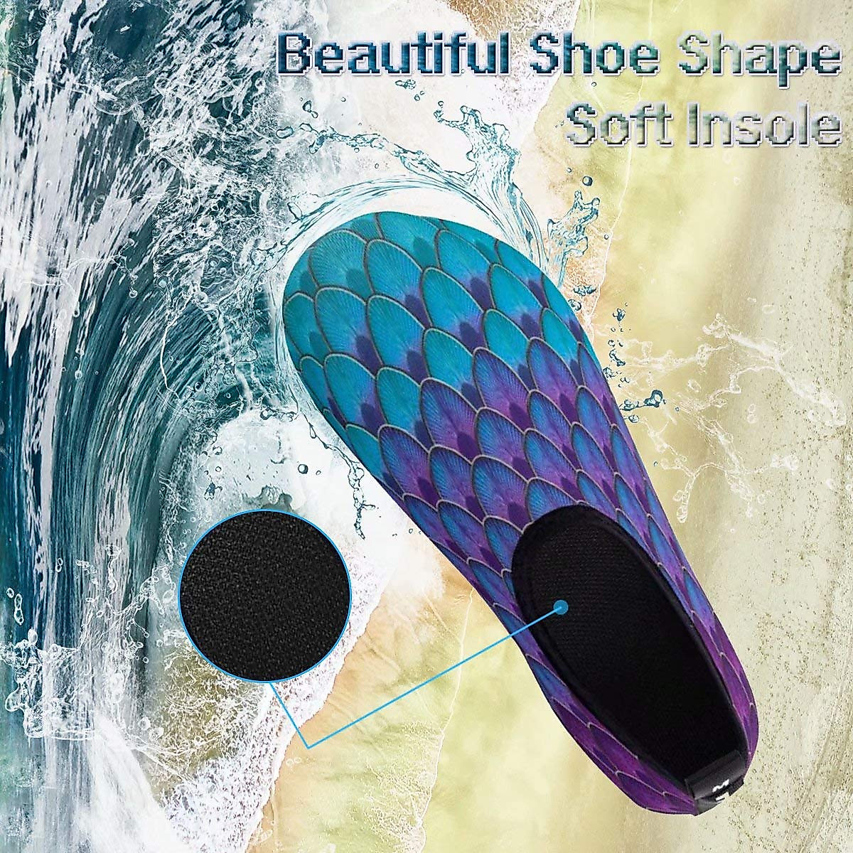 YALOX Water Shoes Women's Men's Outdoor Beach Swimming Aqua Socks Quick-Dry Barefoot Shoes Surfing Yoga Pool Exercise(YL-Blue/Green,38/39EU)