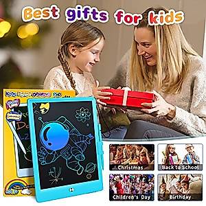 LCD Writing Tablet,Doodle Board 10 Inch Colorful Drawing Board Drawing Tablet,Erasable Reusable Electronic Drawing Pads,Educational Toys Gift for 3 4 5 6 7 8 Years Old Kids Toddler (Blue)