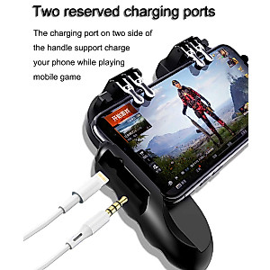 4 Trigger Mobile Game Controller with Cooling Fan for PUBG/Call of Duty/Fortnite [6 Finger Operation] YOBWIN L1R1 L2R2 Gaming Grip Gamepad Mobile Controller Trigger for 4.7-6.5" iOS Android Phone