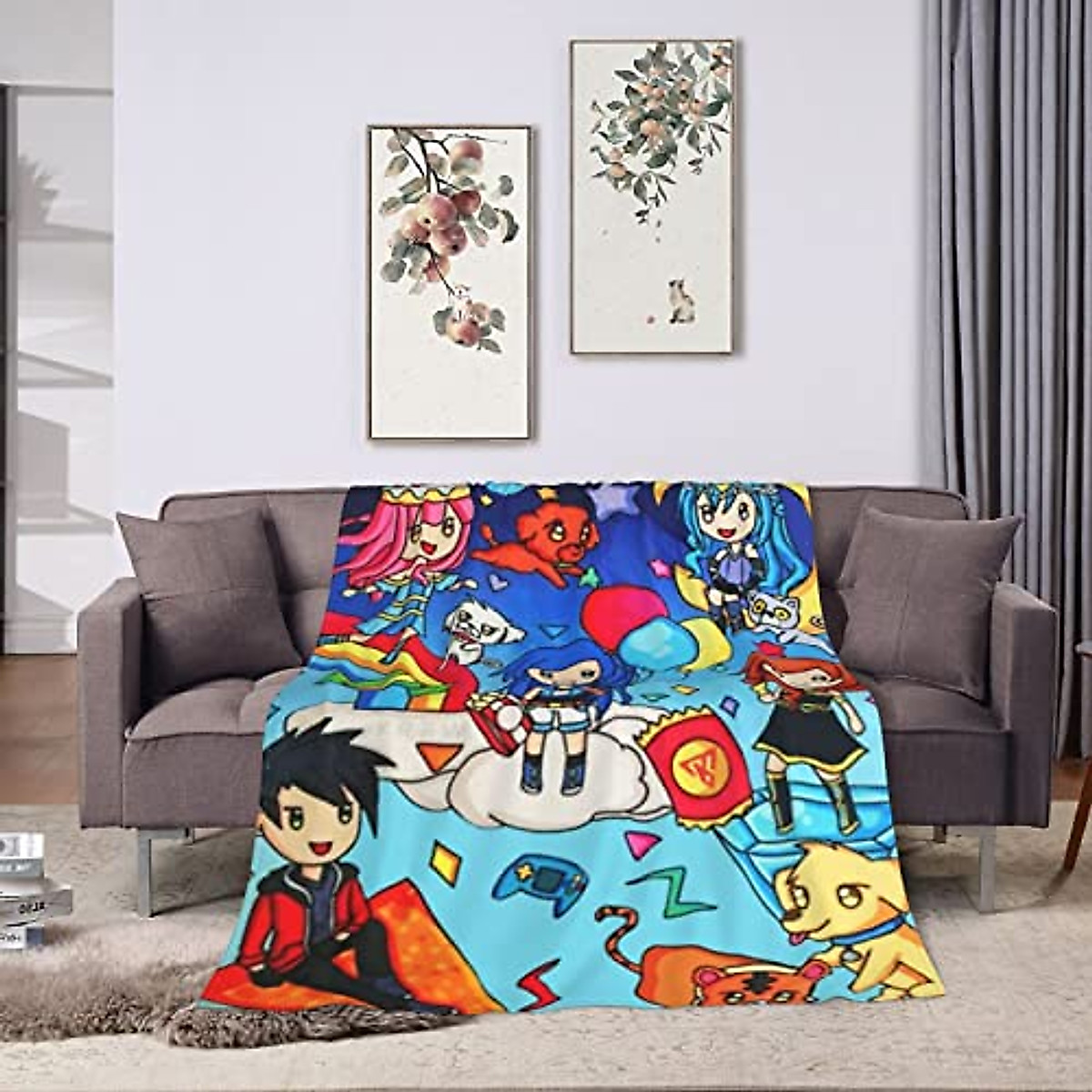 DG1S2A11A Fashion Flannel Blanket The_KREW Soft Throw Blanket Ultra-Soft Micro Fleece Blanket for All Season