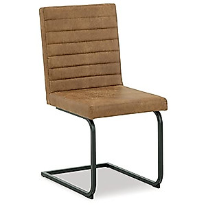 Signature Design by Ashley Strumford Modern Faux Leather Dining Upholstered Side Chair, Set of 2, Light Brown & Black