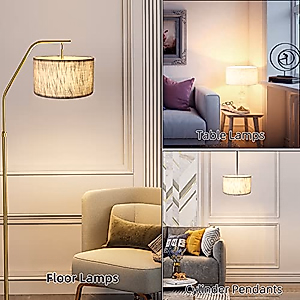 YISUN Lamp Shades Set of 2, Drum Fabric Lampshades for Table Lamps, Wall Lamp, Floor Lamp, Natural Linen Hand Crafted, For E26/E27 Lampholder Medium Drum Shades, Spider Fitter (Linen White)