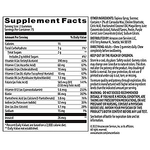 Amazon Basics Adult Multivitamin, 150 Gummies, 75-Day Supply, Mixed Berry & Cherry (Previously Solimo)