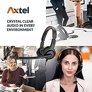 Axtel Bundle Voice 40 Duo NC with AXC-01 Cable | Noise Cancellation - Compatible with Avaya 2400/4600 Series, Mitel 6800 Series, NEC DTL/ITL Series, Nortel, Polycom VVX Series