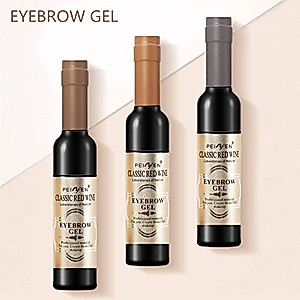 Wine Eyebrow Gel 3 Colors Wine Bottle Tattoo Brow Gel Tint Eyebrow Beauty Dyeing Eyebrow Cream Peelable Tearing Eyebrow Colouring Gel Waterproof Quick Dry Dyeing No Smudge Easy to Color