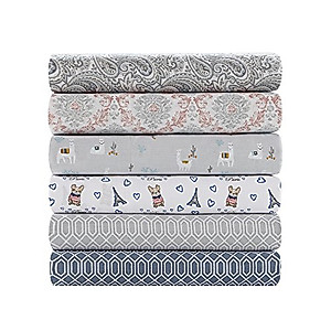 Comfort Spaces 100% Cotton Sheet Set Breathable, Lightweight, Soft with 14" Elastic Pocket Fits up to 16" Mattress, All Season Cozy Bedding, Matching Pillow Case, Queen Paisley Multi 4 Piece