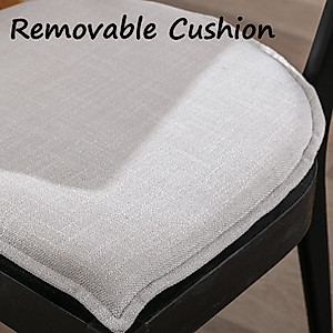 ZHENGHAO Rattan Dining Chairs Set of 2, French Country Cane Back Kitchen Chairs Upholstered Retro Comfy Chairs with Wood Legs for Dining Room, Black