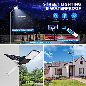 LANGY Solar Street Light 800W Solar Street Lights 80000LM Outdoor IP67 Waterproof Solar Powered Led Street Light Dusk to Dawn Commercial Solar Parking Lot Lights for Yard Garden Stadium