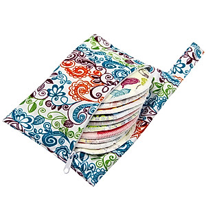 Pinowu Nursing Pads -10 Washable Pads + Wet Bag + Wash Bag, Breastfeeding Nipple Pads (Large 4.7")