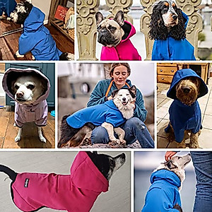 Blueberry Pet 2023 New 14" Waterproof Dog Softshell Jacket, Hooded Raincoat and Windbreaker with Leash & Harness Hole, Blue Turquoise, Outdoor Rain Gear for Dogs
