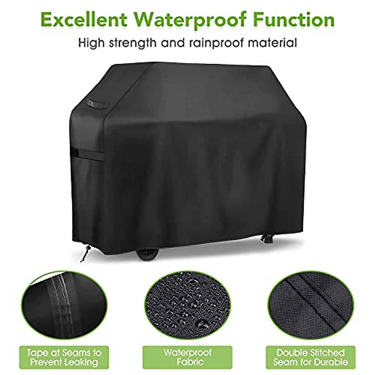 Grill Cover, 59-inch Waterproof Heavy Duty Gas Grill Covers, 420D BBQ Charcoal Cover for Barbeque Grill of Weber, Brinkmann, Char-Broil, Jenn Air and Holland Medium(59" Lx 25" Dx 47" H)