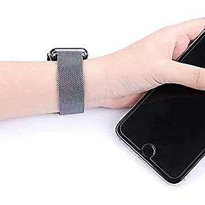 Compatible for Apple Watch Band ,Stainless Steel Magnetic Absorption Strap Metal Mesh Wristband Sport Loop for iWatch Strap 38 mm 40mm 42 mm 44mm Series 8/7/6/SE/5/4/3/2/1 (Black,42MM/44MM/45MM)