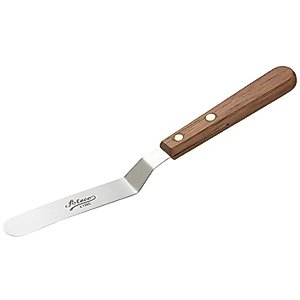 Ateco 1385 Offset Spatula with 4.5-Inch Stainless Steel Blade, Wood Handle, 4.5 Inch, natural
