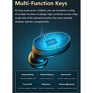 True Wireless Earbuds Smallest Mini Ear Buds IPX7 Waterproof Sport Headphones Tiny Sleep Earphones 180H Long Battery Life with Microphone LED Lightweight for Running Cycling Sleeping Android iOS