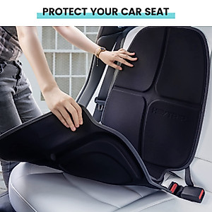 HEYTRIP Car Seat Protector, 2 Packs, Rear-Facing/Forward Facing Car Seat Mat for 0~12 Years Old Children, Waterproof, Easy Cleanup, Non-Slip, Fit Most Car Seats(Black Blue)