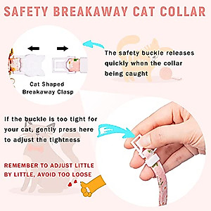 Airtag Cat Collar, JXFUKAL Kitten Collar Breakaway with Silicone Airtag Holder, Bells & Flower Charm for Girl Cats Boy Cats Small Dogs(Pink)