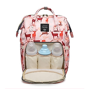 Starte Deer Cartoon Diaper Bag for Mom/Dad,Waterproof Travel Backpack,Spacious Tote Shoulder Bag Organizer,Pink