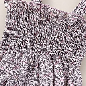 Baby Girl Summer Outfit Cute Newborn Plaid Ruched Romper Playsuit Sleeveless Smocked Strap Ruffled Bodysuit Sunsuit (A Light Grey, 6-12 Months)