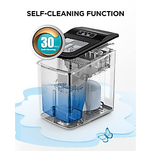 Ice Makers Countertop - Silonn Portable Ice Maker Machine for Countertop, Make 26 lbs Ice in 24 hrs, 2 Sizes of Bullet-Shaped Ice with Ice Scoop and Basket