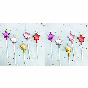 10 Cute Heart Shaped and Star Birthday Candles Cake Candle-Toppers for Party Wedding Cake Decoration Supplies Birthday Cake Candles Happy Birthday Candles Colorful Candles (Star10)