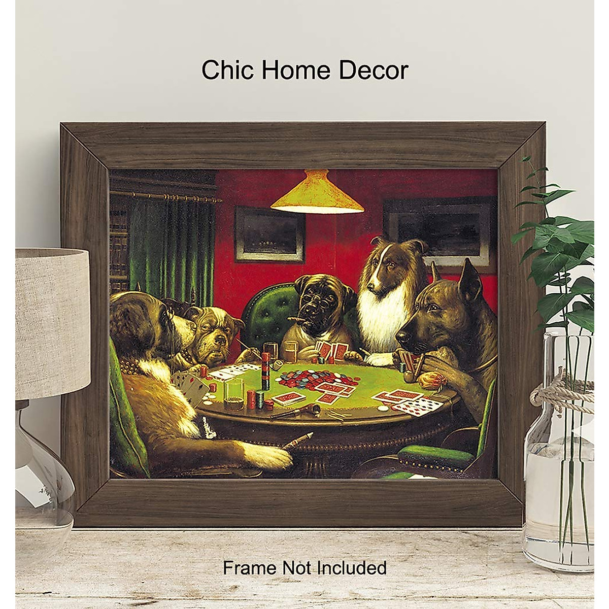 Vintage Poker Painting Art Print - Rustic Chic Home Decor for Game Room, Den, Man Cave, Office, Bedroom - Great Gift for Card Players, Gamblers, Las Vegas Fans - 8x10 Wall Art PosterPhoto - Unframed