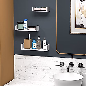 SRIWATANA Floating Shelves Wall Mounted, Solid Wood Wall Shelves, White