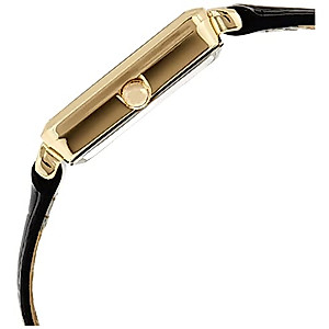 Anne Klein Women's Japanese Quartz Dress Watch with Faux Leather Strap, Black, 14 (Model: AK/3820GPBK)