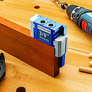 3/8” Doweling Jig Kit w/Drill Bit & Stop Collar – Wood Dowel Jig Accessories – Dual Edge Stops for Easy Alignment w/Dovetail – Durable Nylon Jig w/Steel Bushings – Dowel Jointer Jig w/Hex Wrench