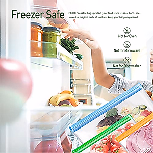 24 Pack Reusable Food Storage Bags - Non Plastic & Silicone Gallon Freezer Bags Sandwich Snack Resealable Lunch Bags Extra Thick Leakproof for Marinate Food & Fruit Cereal Travel Items Home Kitchen