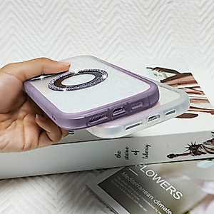 Uioeua Compatible with iPhone 13 Pro Max Magnetic Transparent Sparkle Case,Luxury Bling Clear Shockproof MagSafe Case with Full Camera Len Protector for iPhone 13 Pro Max Women Girl Men-White