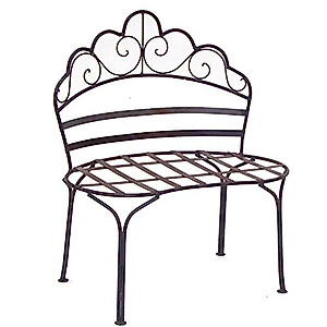 Deer Park Ironworks 020026 Deep Park Wave Bench, Natural Patina Powdercoat