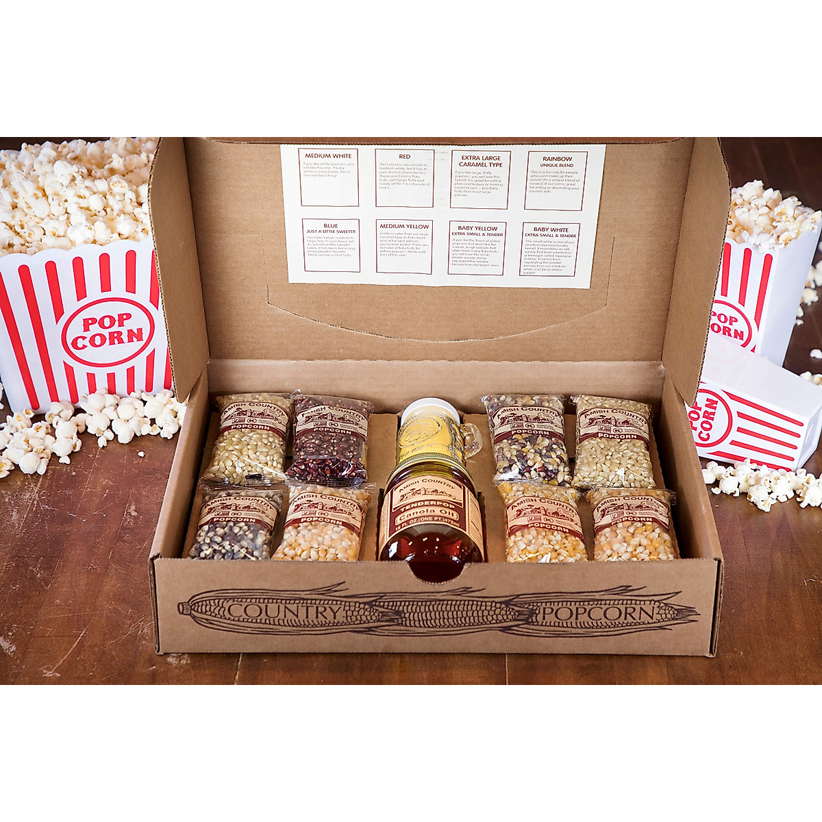 Amish Country Popcorn | 4 Ounce Variety Gift Sets | Old Fashioned, Non-GMO and Gluten Free (Closed Variety Gift Set, 8-4 Ounce)