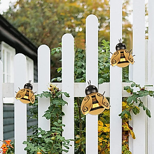 YIYA 3 PCS Metal Bee Wall Decor Bee Wall Art Decor for Outdoor Garden Lawn Fences Decor Office Bedroom Livingroom Home Decor