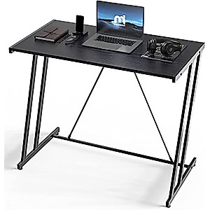 Computer Desk Mehoom Study Desk for Home Office, Writing Desk for Small Space Office, Modern Simple Design Laptop Desk, Small Computer Table, 35.4" Black Corner Desk