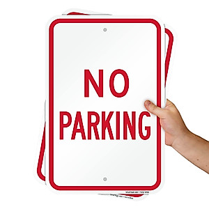 SmartSign No Parking Sign - Pack of 2, 18 x 12 inch, 2mm Aluminum Composite, Pre-Drilled Holes, Made in USA, Red and White