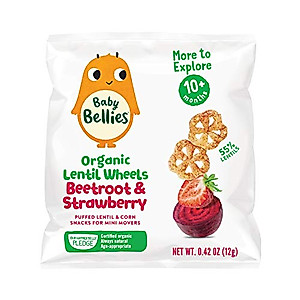 Little Bellies Organic Lentil Wheels, Beetroot & Strawberry, 0.42 Ounce Bag (Pack of 6)