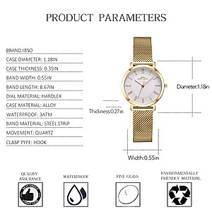 IBSO Women Stainless Steel Band Watches Ladies Quartz Wristwatches Waterproof Mesh Bracelet Watch Relogio Feminino (3636 Gold)