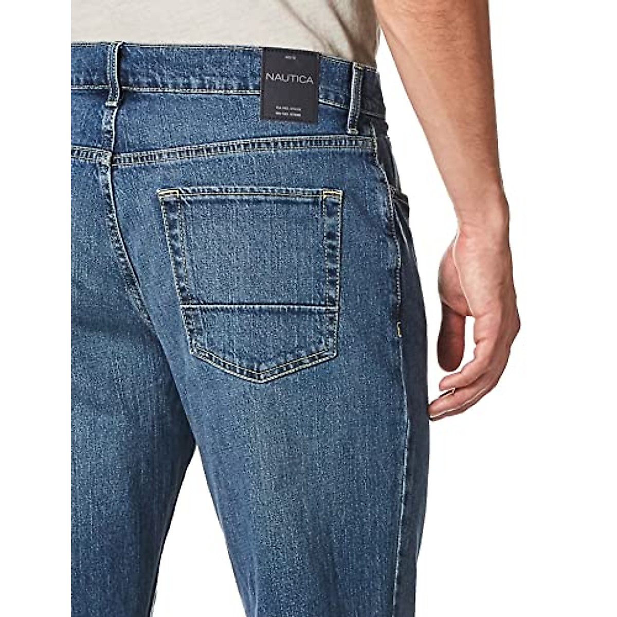 Nautica mens 5 Pocket Relaxed Fit Stretch Jeans, Gulf Stream Wash, 36W x 34L US