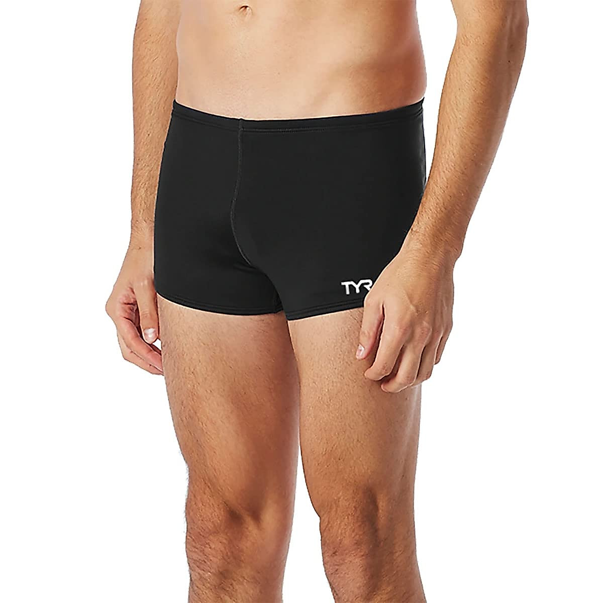 TYR Men's Tyreco Square Leg Swimsuit Brief Jammer, Black, 34