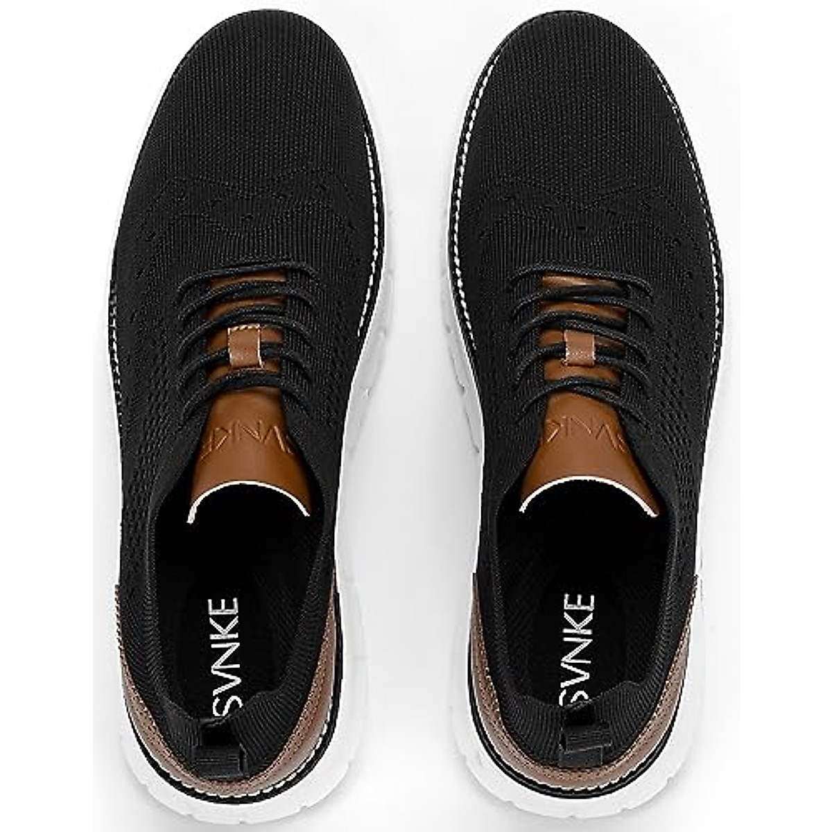 SVNKE Men's Casual Dress Oxfords Shoes Breathable Knit Leisure Fashion Sneakers Lightweight Comfortable Walking Shoes Black 11