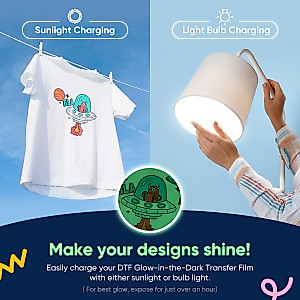 Beryzol Glow in The Dark Film DTF Luminous Transfer Film: A4 20 Sheets (8.3" x 11.7") is Transfer Paper Coated with Phosphor for DIY Direct Printing on T-Shirts and Textiles