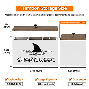 Tampon Holder for Bathroom,Tampon Storage Container,Feminine Product Organizer,Removable Organizer,Shark Week Wood Box with Lid,Tampon Organizer,Christmas Gifts for Mom and Female Friends (Black)