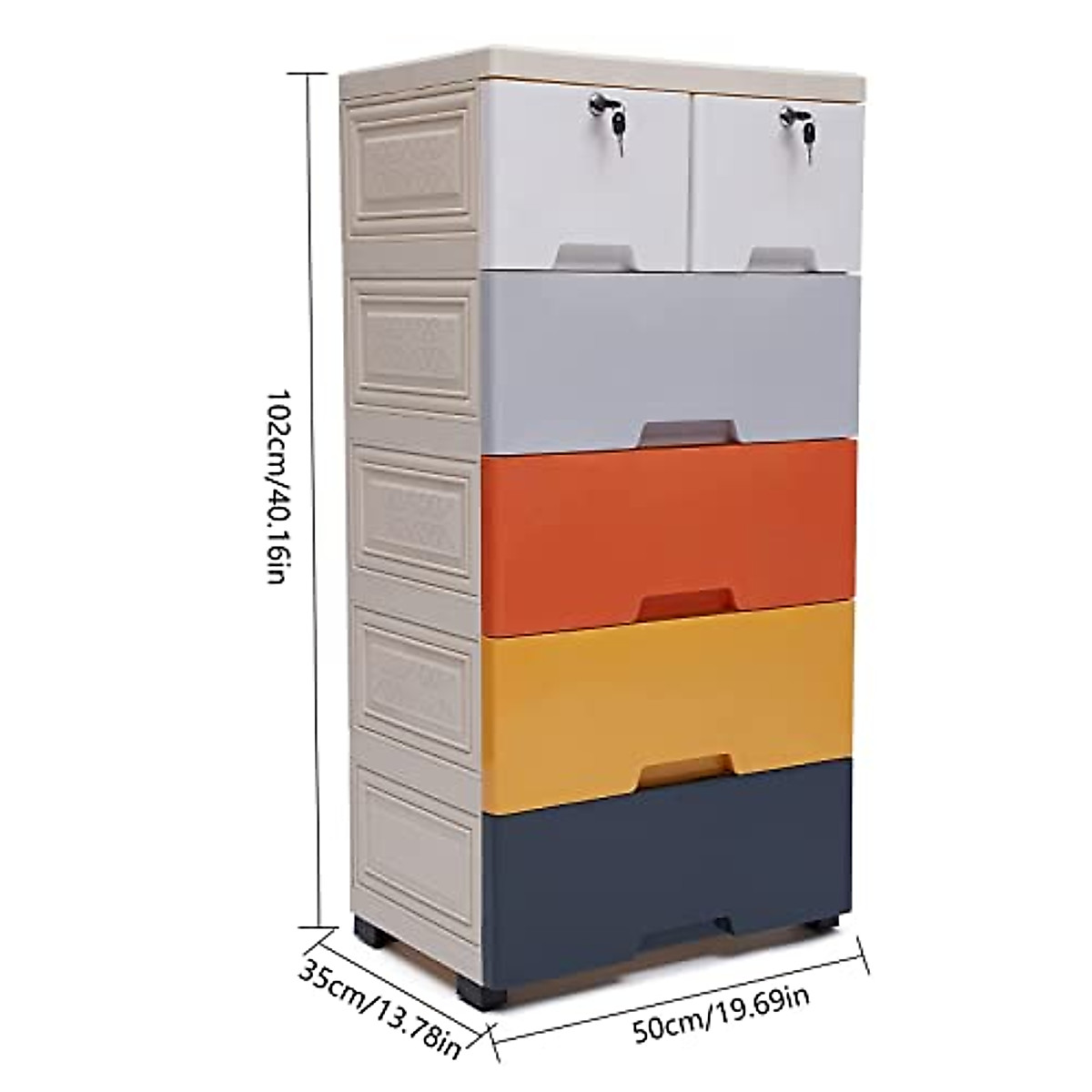 DYRABREST Plastic Dresser Storage Tower, Vertical Clothes Storage Tower Drawers Organizer, Modern Deluxe Closet Drawers Organizer with Wheels for Bedroom Furniture,Home, Office (Type2 with Locks)