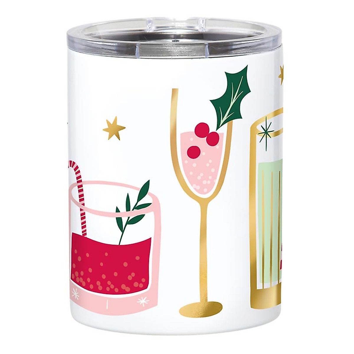 Slant Collections Holiday Travel Tumbler Stainless Steel Insulated Tumbler with Slider Lid, 12-Ounce, Drinks