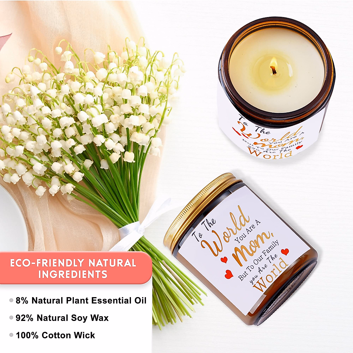 Lavender Scented Candles, Gifts for Mom from Daughter Son, Handmade Scented Candle - Gifts for Mom, Thanksgiving, Christmas, Mothers Day Gifts, Amber & Oud Scented Soy Candle.