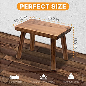 ENKEZI Shower Bench - Shower Foot Rest 12 in, Shower Stool for Shaving Legs, Rustic Scandinavian Stool - Multi-Purpose Wood Plant Stool, Adult Step Stool, (Scandinavian)